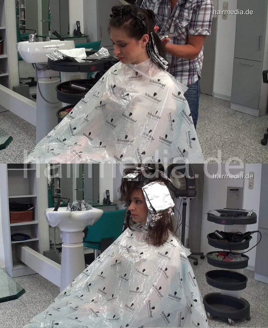 4004 Oxana 1 Strands Part 1 in Schwarzkopf PVC cape by barber ...