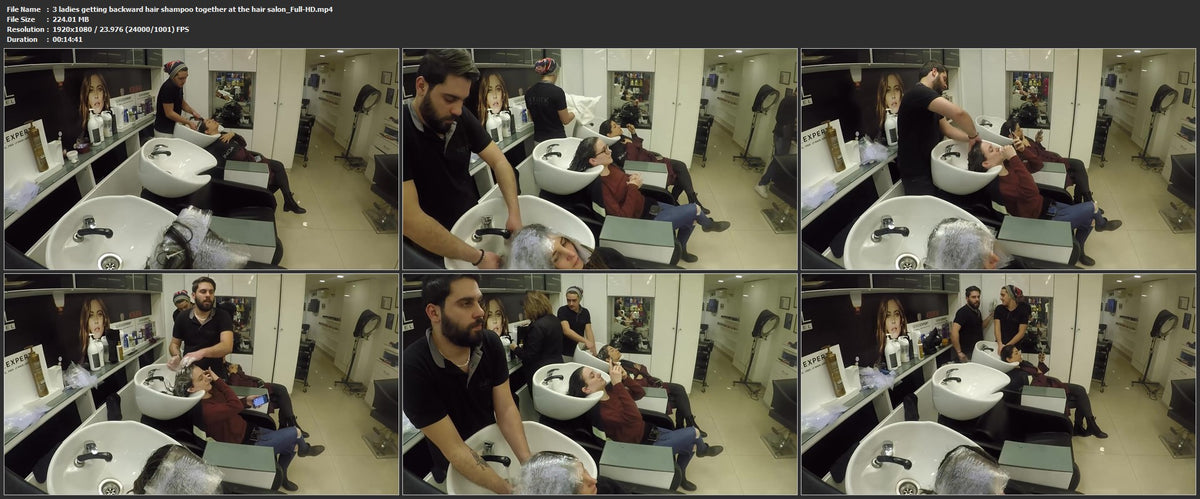 1062 3 ladies getting backward hair shampoo together at the hair salon ...